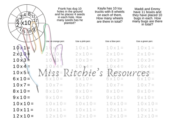 2,5, and 10s multiplication practice – Miss Ritchies Resources
