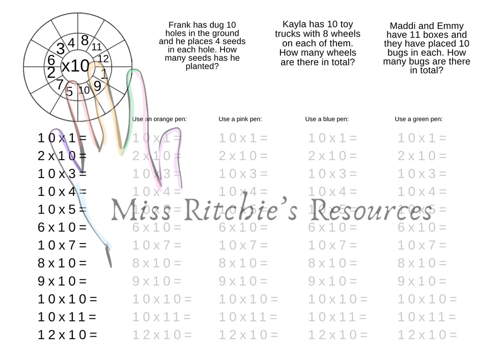 2,5, and 10s multiplication practice – Miss Ritchies Resources