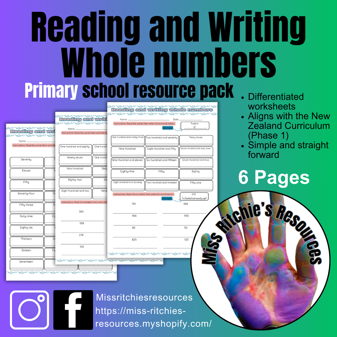 Reading and Writing whole numbers – Miss Ritchies Resources